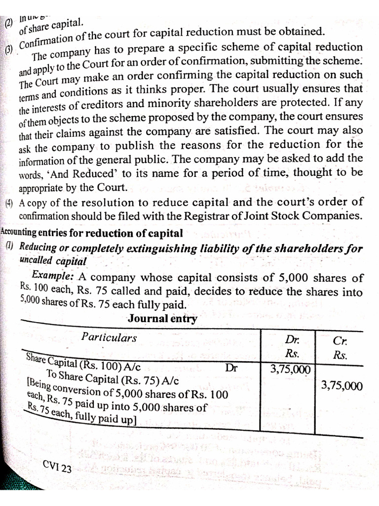 Journal Entries For Alteration of Share Capital | PDF