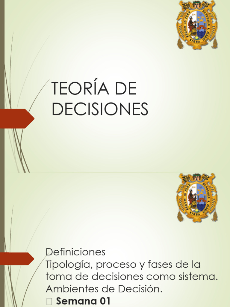 UNMSM IO TeoDecis Sem 01 Modelo p1 Verano | PDF | Toma de decisiones ...