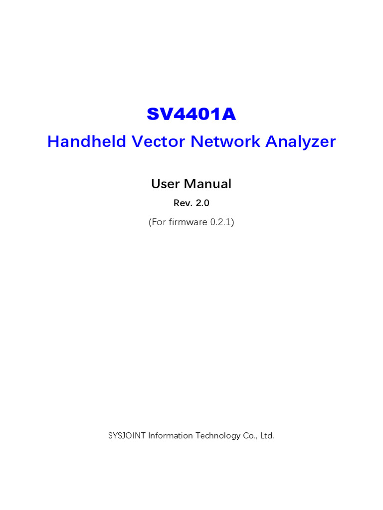 SV4401A Handheld Vector Network Analyzer User Manual V2.0 | PDF ...
