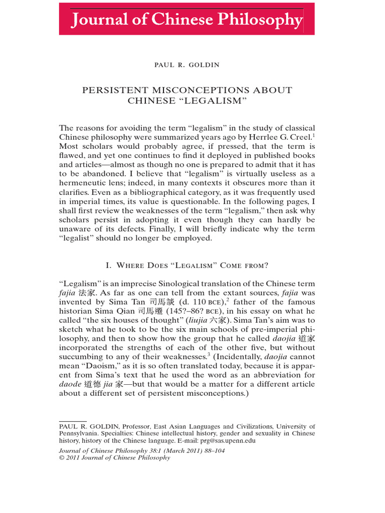 j of Chinese Philosophy - 2011 - Goldin - Persistent Misconceptions ...
