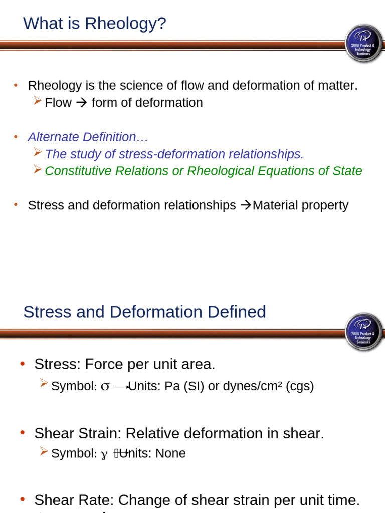 Basic Rheology - 1 | PDF | Viscosity | Shear Stress