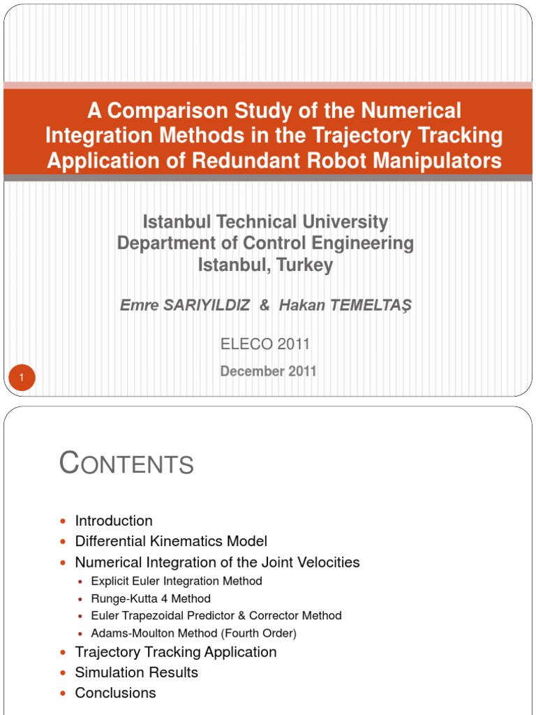 A Comparison Study of The Numerical Integration Methods in The Trajectory Tracking Application ...