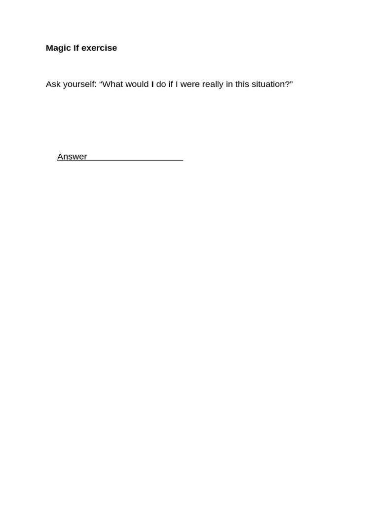 Magic If Exercise | PDF