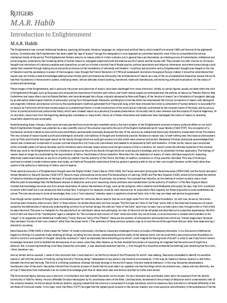 Understanding Enlightenment Philosophy | PDF | Rationalism | René Descartes