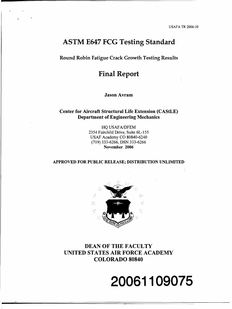 Astm E647 | PDF | United States Air Force Academy | Fatigue (Material)