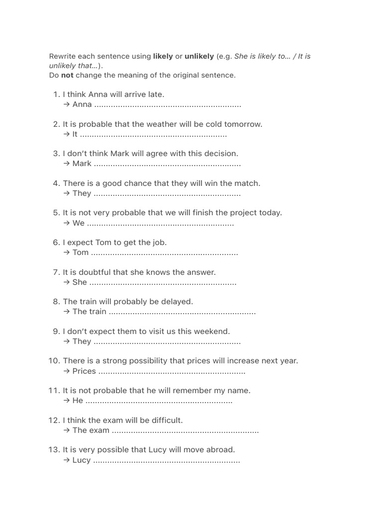 Likely:Unlikely Exercise | PDF
