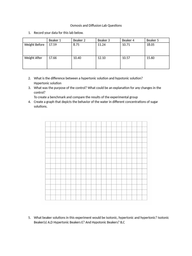 Osmosis and Diffision Questions (1) | PDF