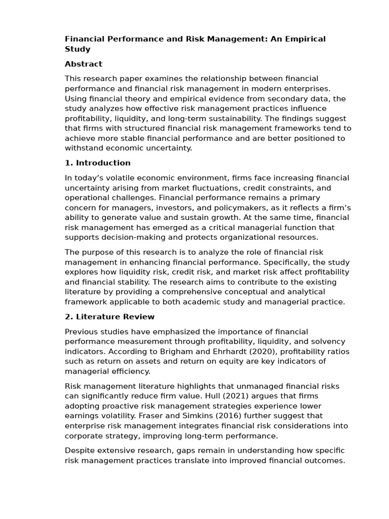 Financial Performance and Risk Management | PDF | Risk | Financial Risk