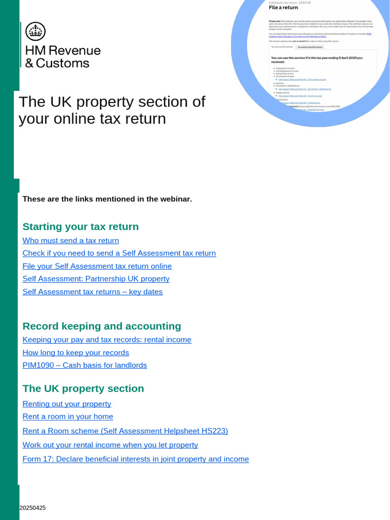 The UK Property Section of Your Online Tax Return Handout | PDF