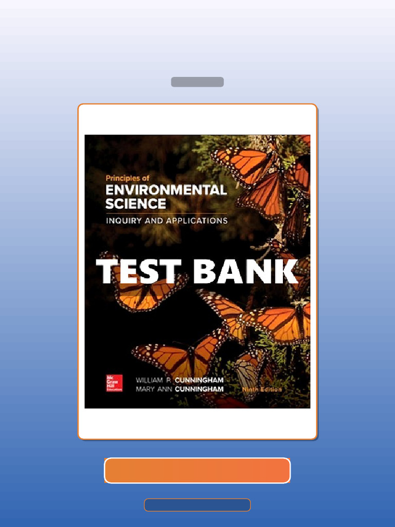 Principles of Environmental Science 9 Ed Cunningham E-book Testbank ...
