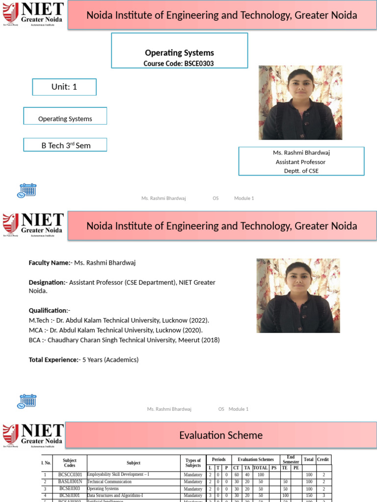Operating Systems Course Syllabus NIET | PDF | Operating System ...