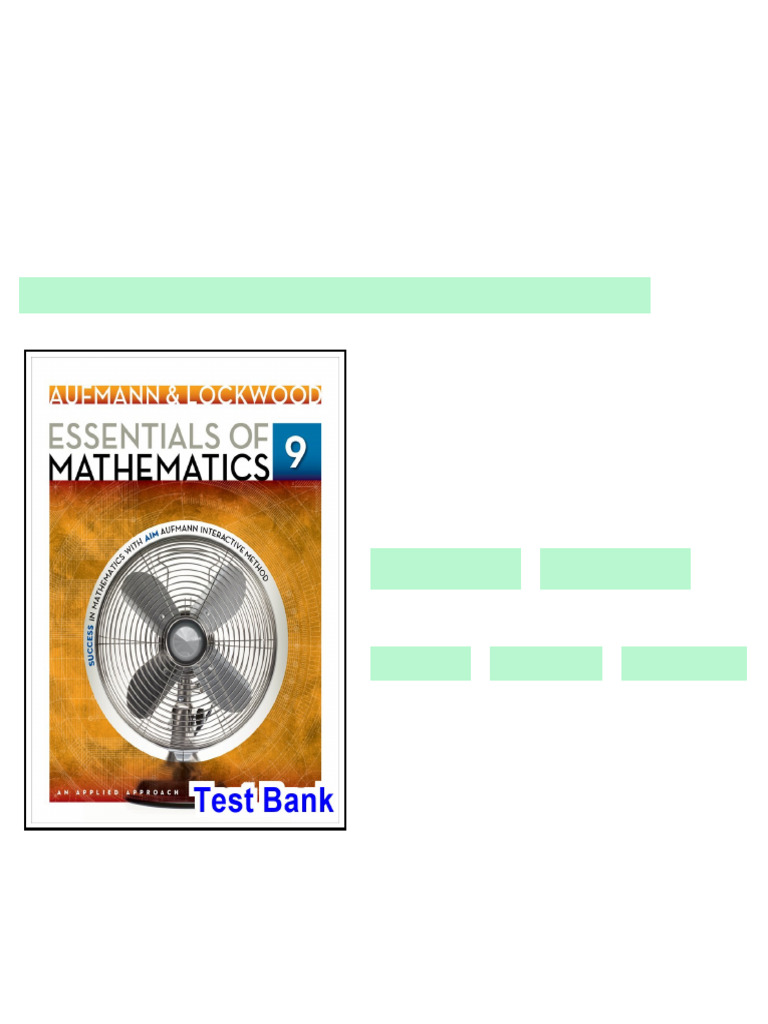 Essentials of Mathematics An Applied Approach 9th Edition Aufmann Test ...