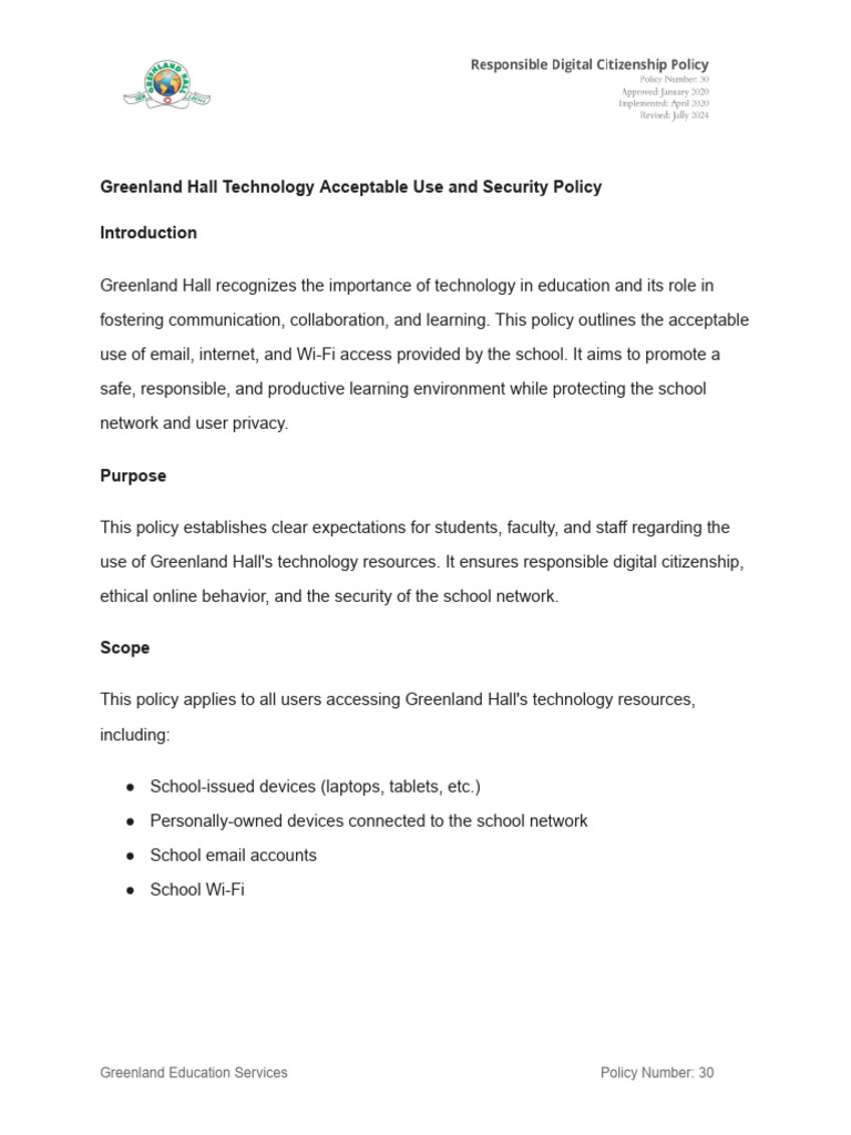 Responsible Digital Citizenship Policy | PDF | Privacy | Malware
