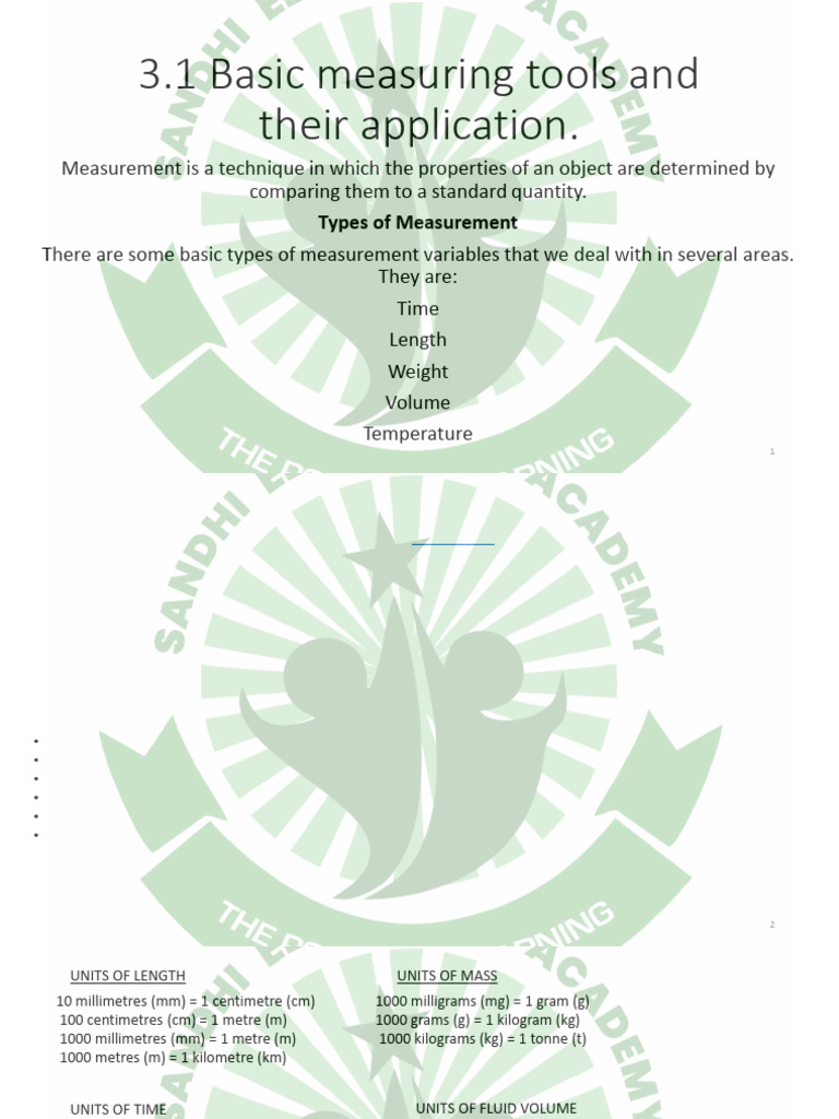 3.1 Bsic Measuring Tools 1 | PDF | Measurement | Kilogram
