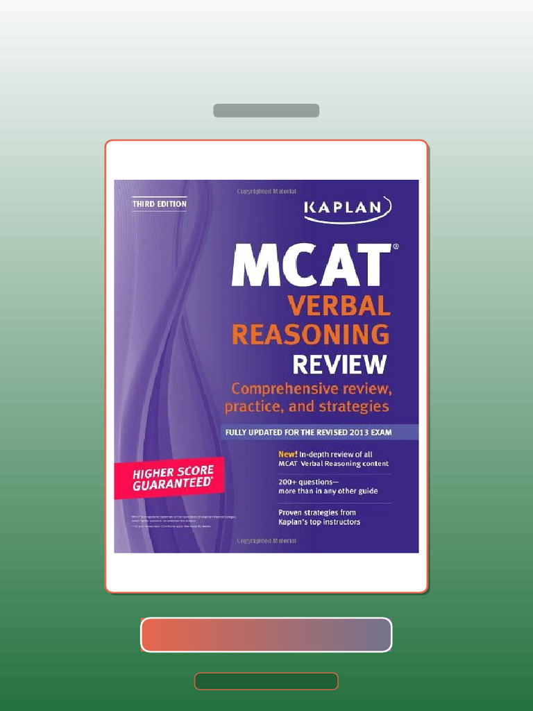 Kaplan MCAT Verbal Reasoning Review 3rd E-book Testbank Solutions | PDF ...