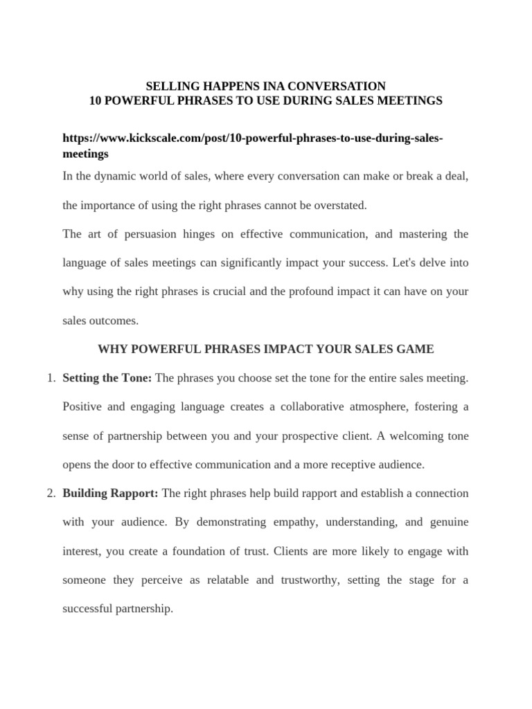 Selling Happens in a Conversation | PDF | Communication | Sales