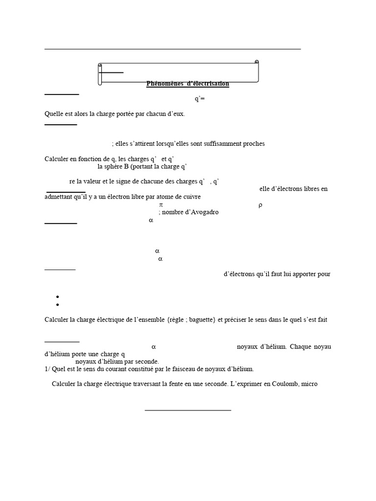 Phénomènes d'Électrisation et Courants | PDF | Électron | Charge électrique