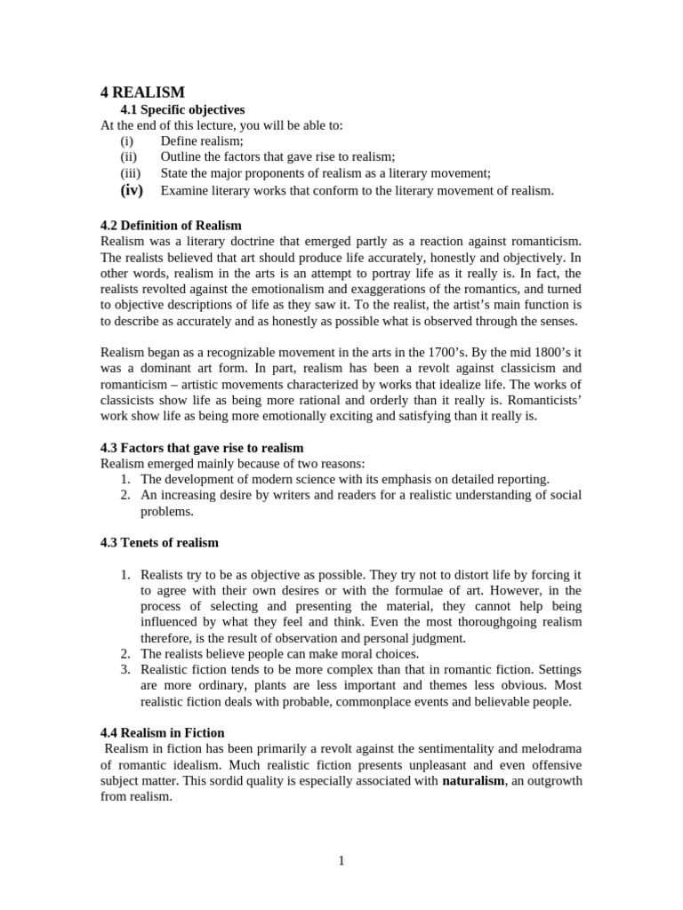Realism | PDF | Realism (Arts) | Literary Realism