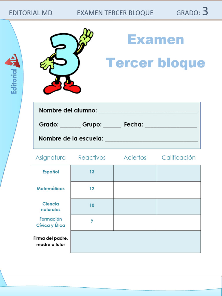 Examen Tercer Bloque 3° Grado | PDF | Plantas | Agua