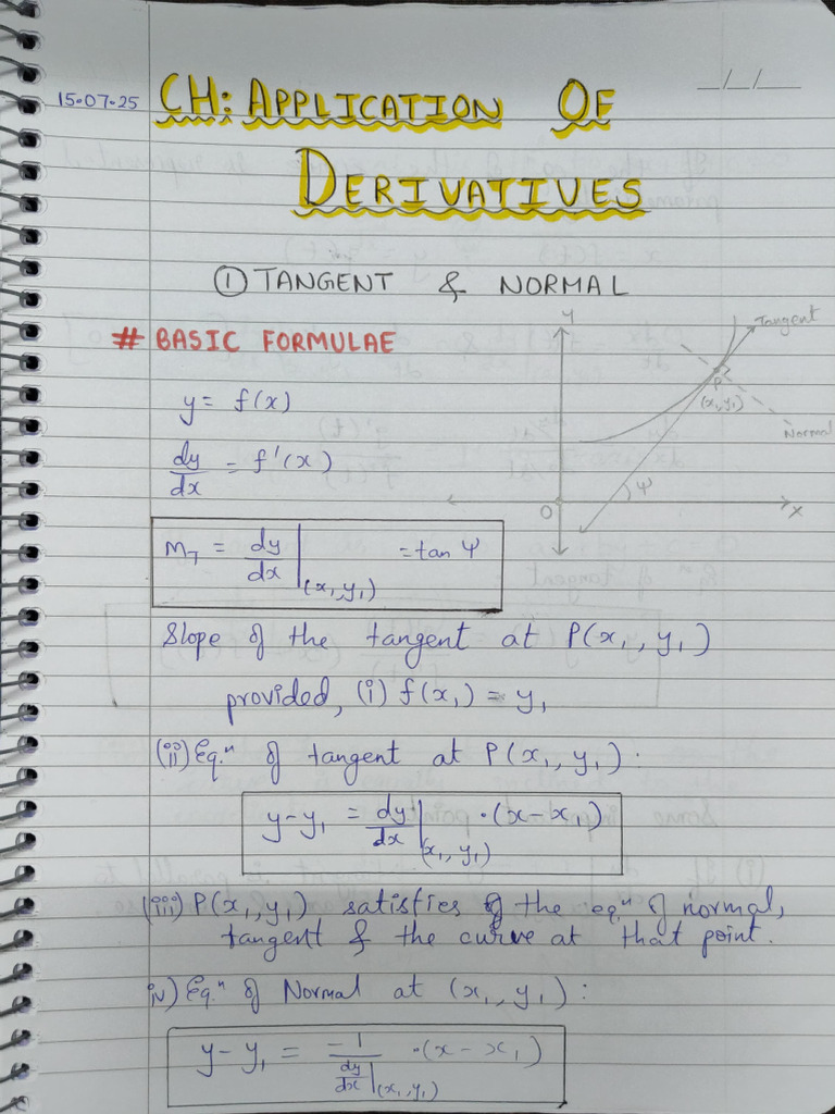 Applications of Derivative Notes | PDF
