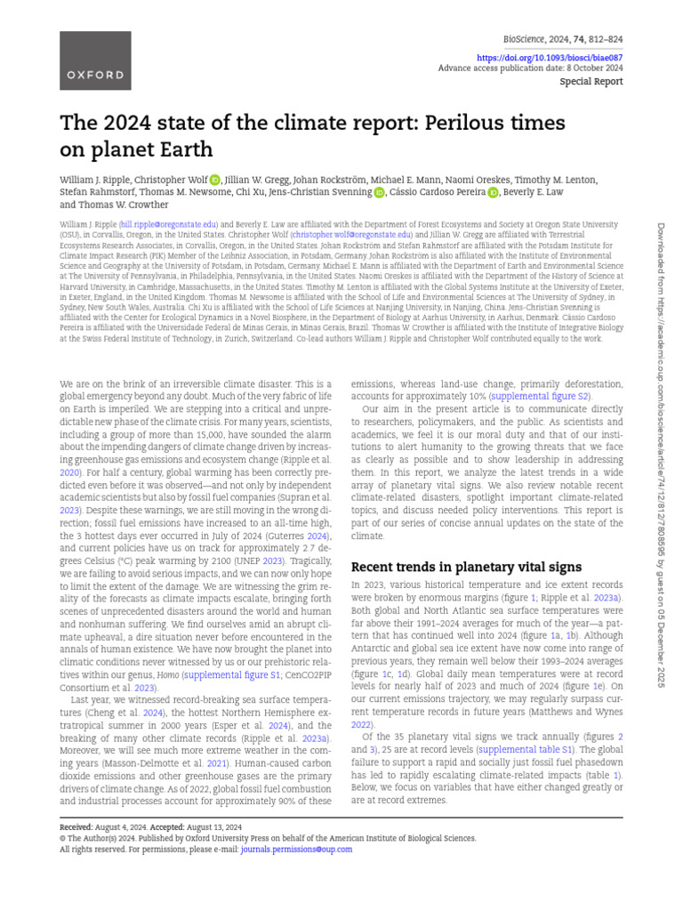 The 2024 State of the Climate Report | PDF | Climate Change ...