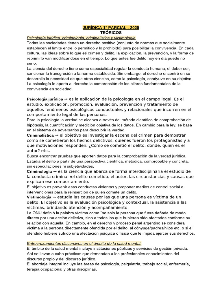 JURÍDICA 1° Parcial CÁT. II (2025) | PDF | Adopción | Sicología
