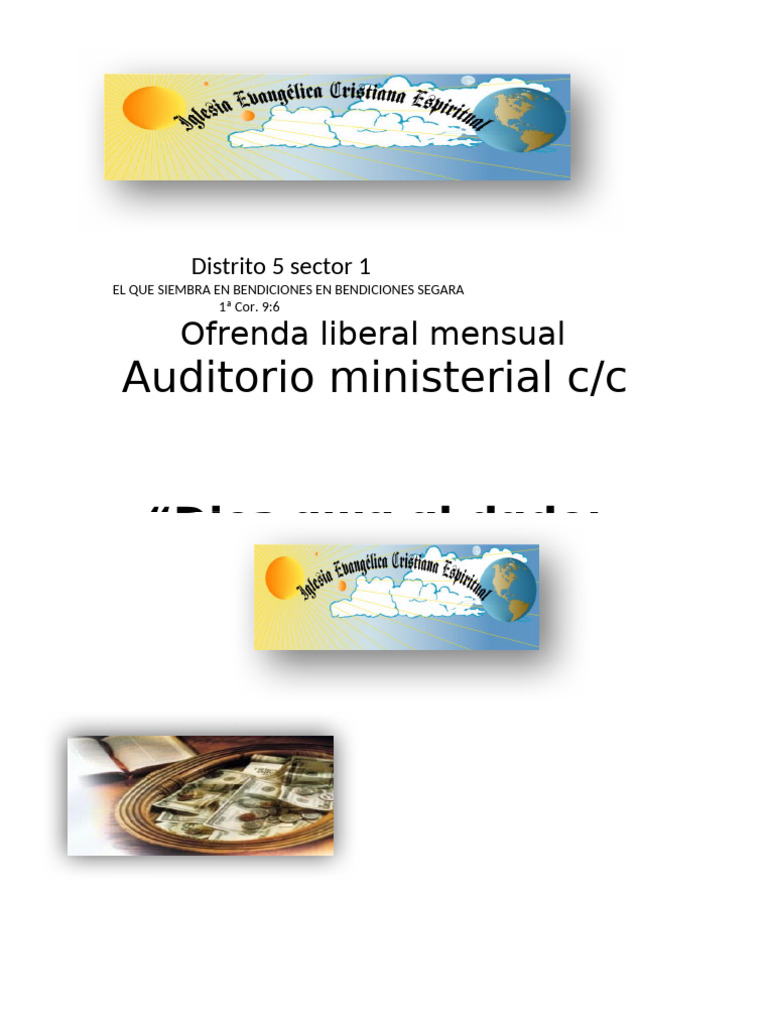 Sobres Ofrenda Nvo Auditorio Ministerial | PDF