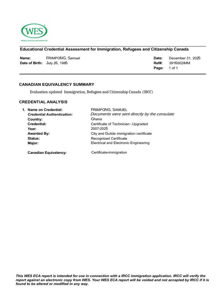 WES Report | PDF