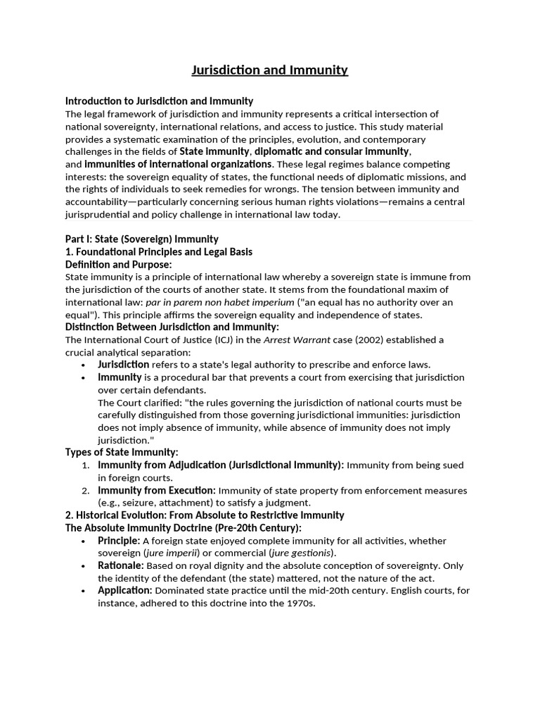 Jurisdiction and State Immunity Explained | PDF | Sovereign Immunity ...