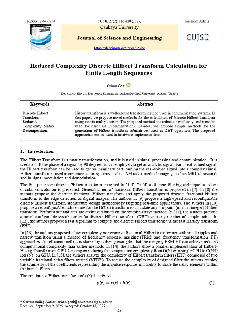 Reduced Complexity Discrete Hilbert Transform Calculation for Finite ...