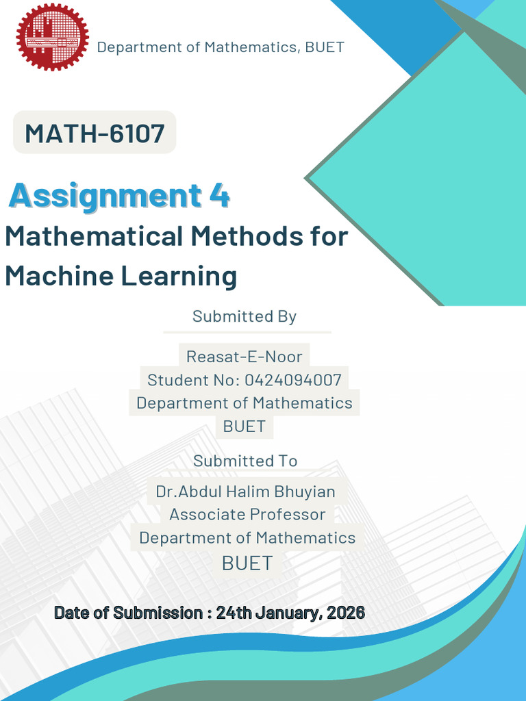 Mathematical Methods for ML Assignment | PDF