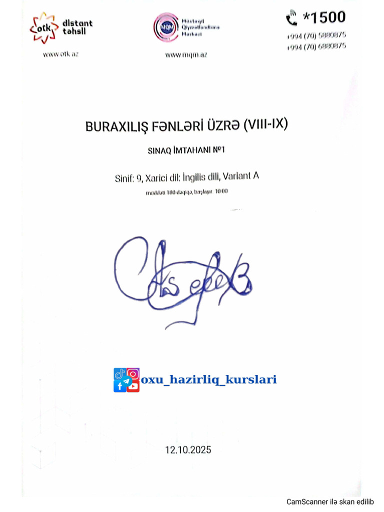 OTK 9-Cu Sinif 12.10.2025 OXU | PDF