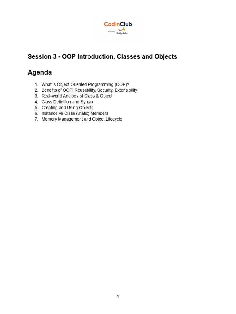 S3 - OOP Fundamental - Concept Introduction | PDF | Object Oriented ...