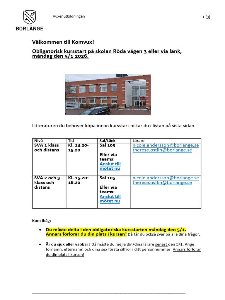Kallelse GY SVA KL Och DI 260105 | PDF