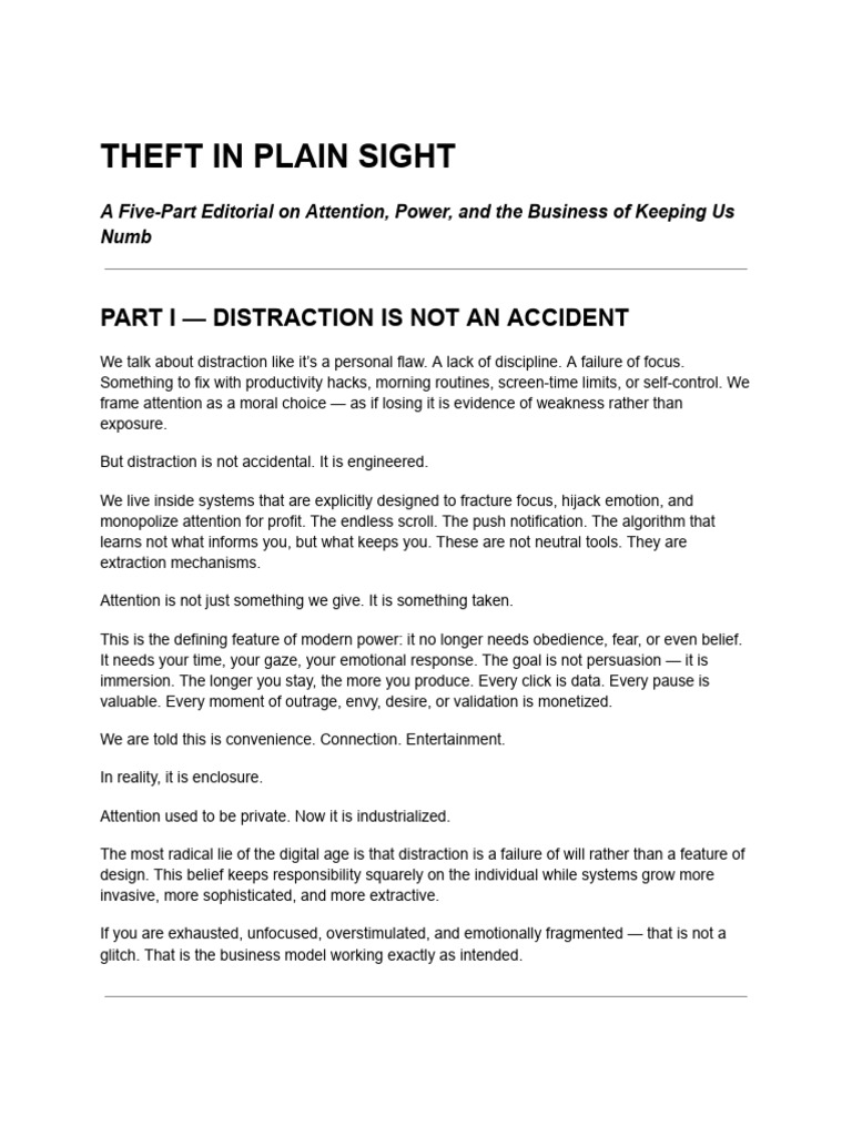 Theft in Plain Sight Copy | PDF | Attention | Cognition