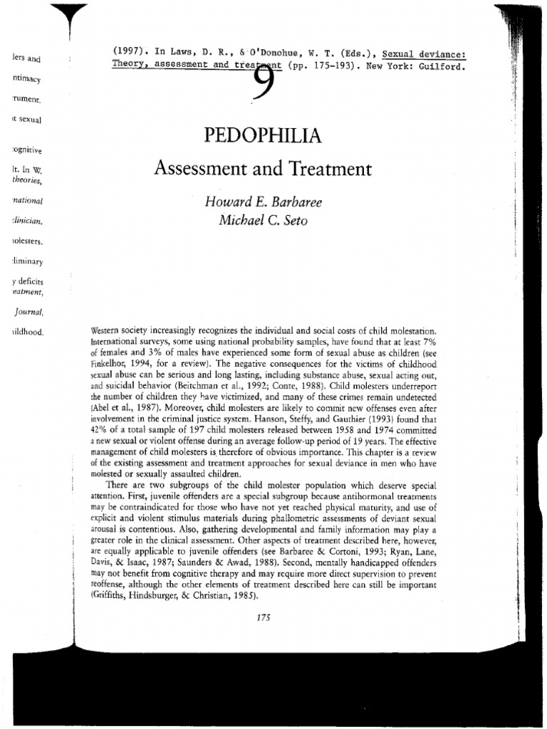 Pedophilia Assessment and Treatment Chapitre 9 | PDF