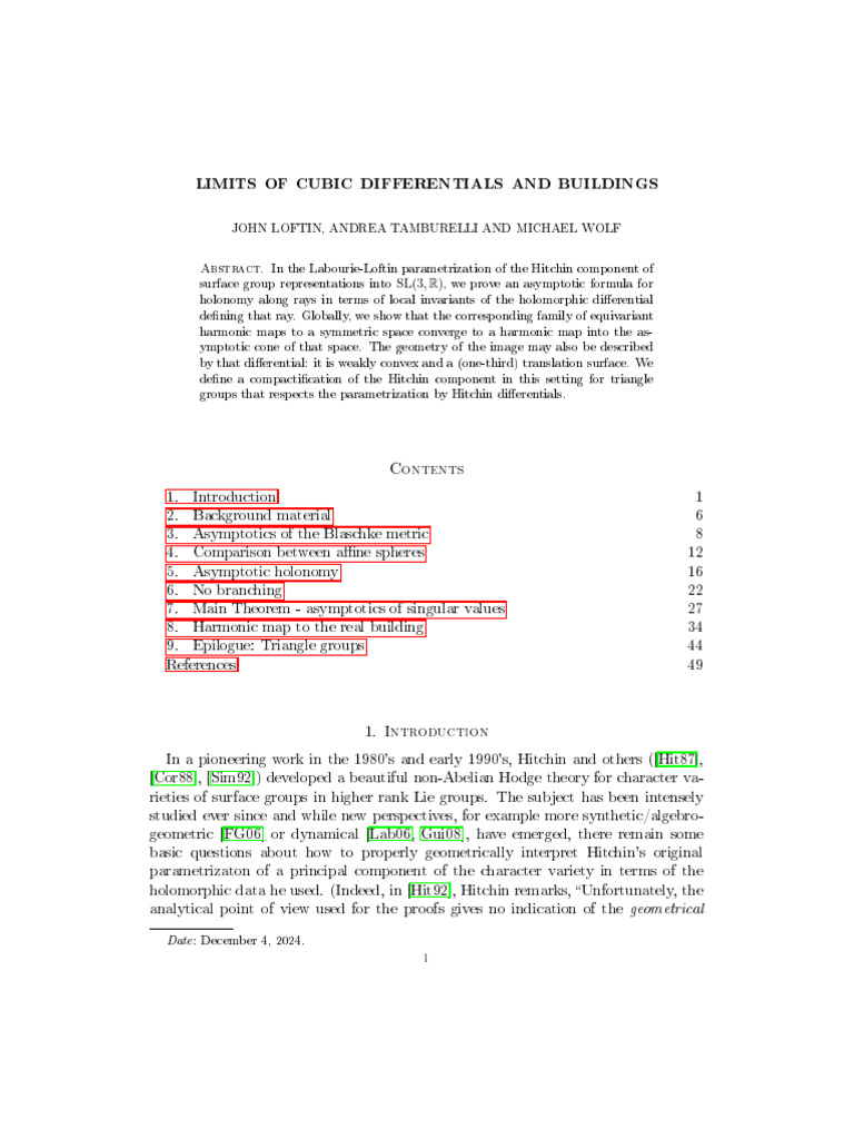 Limits of Cubic Differentials and Buildings | PDF | Geometry | Triangle
