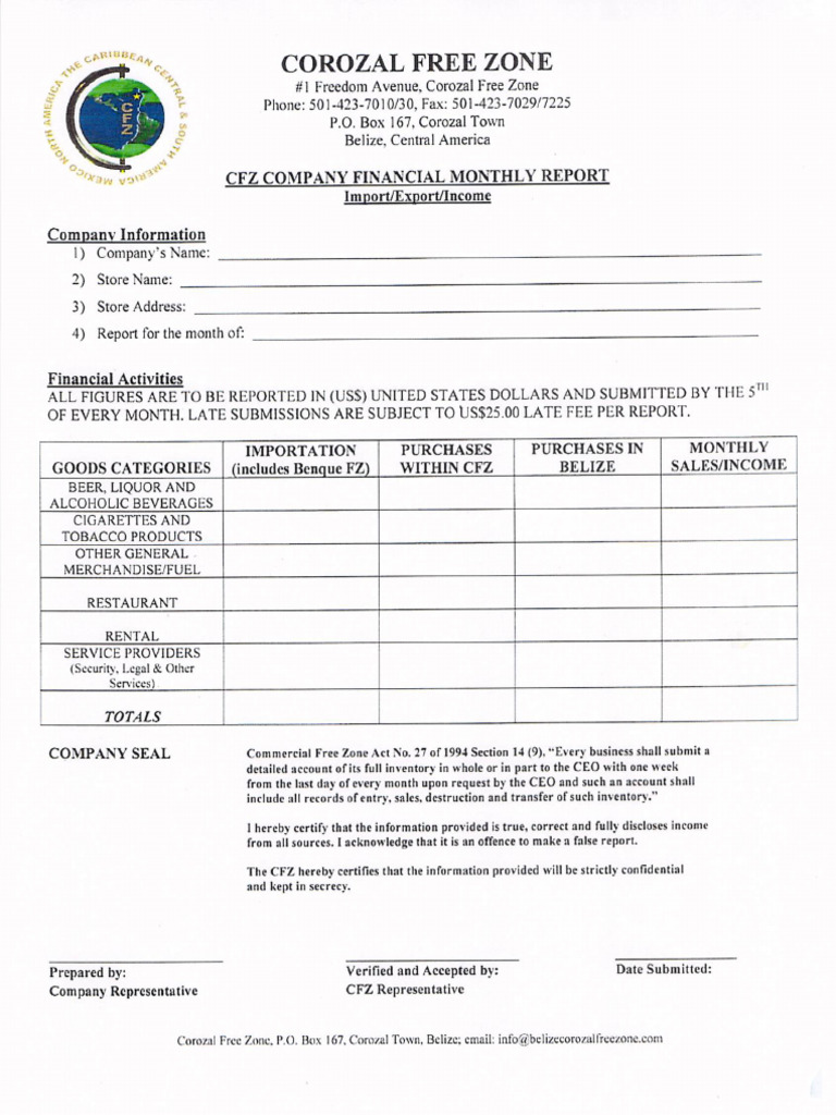 Monthly Reports Form | PDF