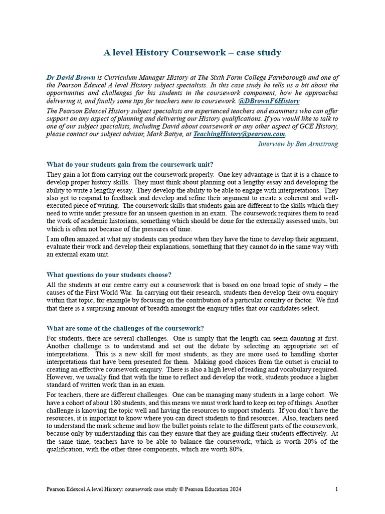 A Level History Coursework Insights | PDF | Learning