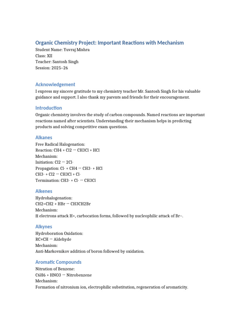 Key Organic Chemistry Reactions Explained | PDF