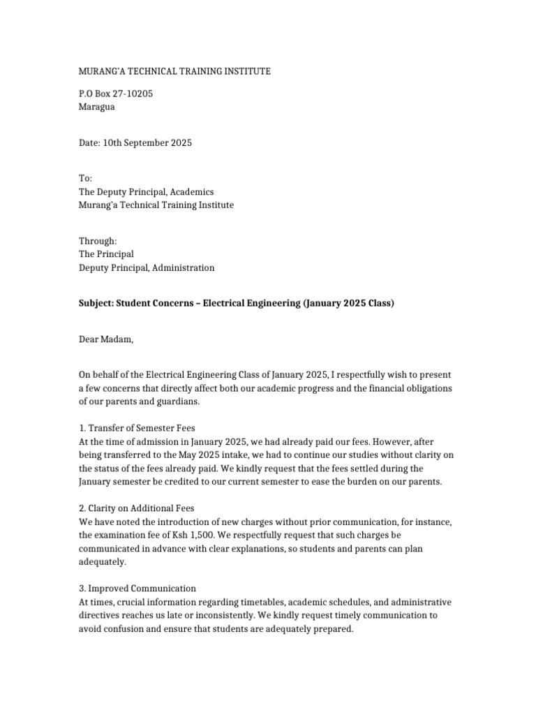 Electrical Engineering Class Letter | PDF