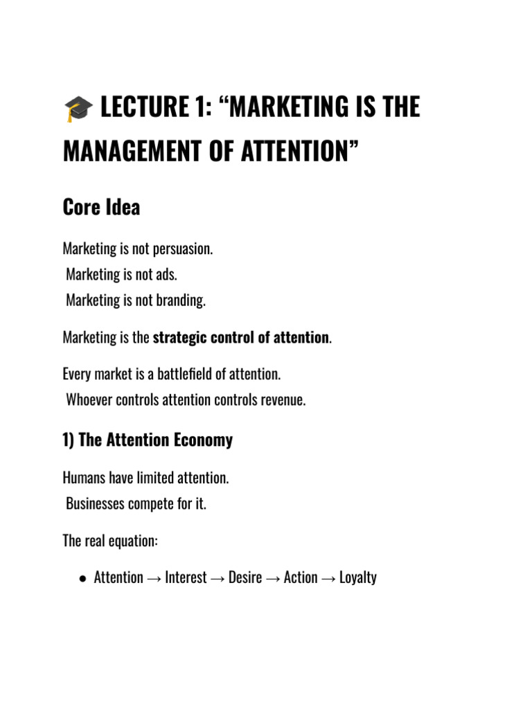 ? LECTURE 1_ “MARKETING IS THE MANAGEMENT OF ATTENTION” (1) | PDF ...