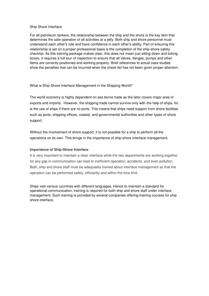 Ship Shore Interface | PDF | Business | Technology & Engineering