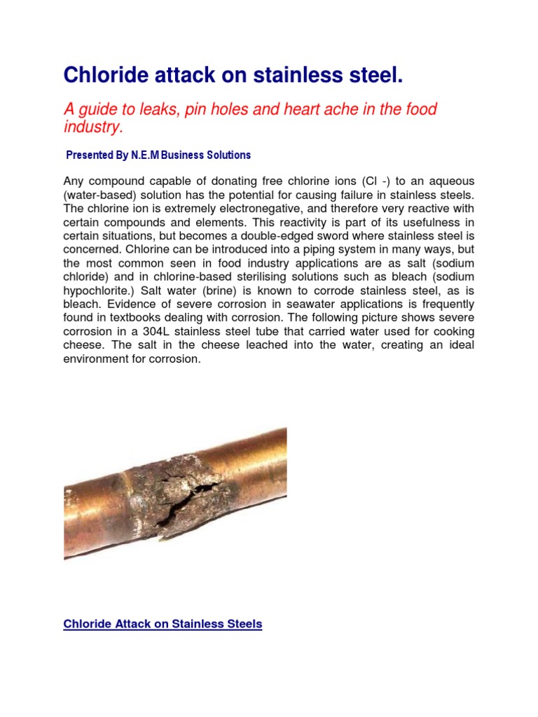 Chloride Corrosion in Stainless Steel | PDF | Anode | Corrosion