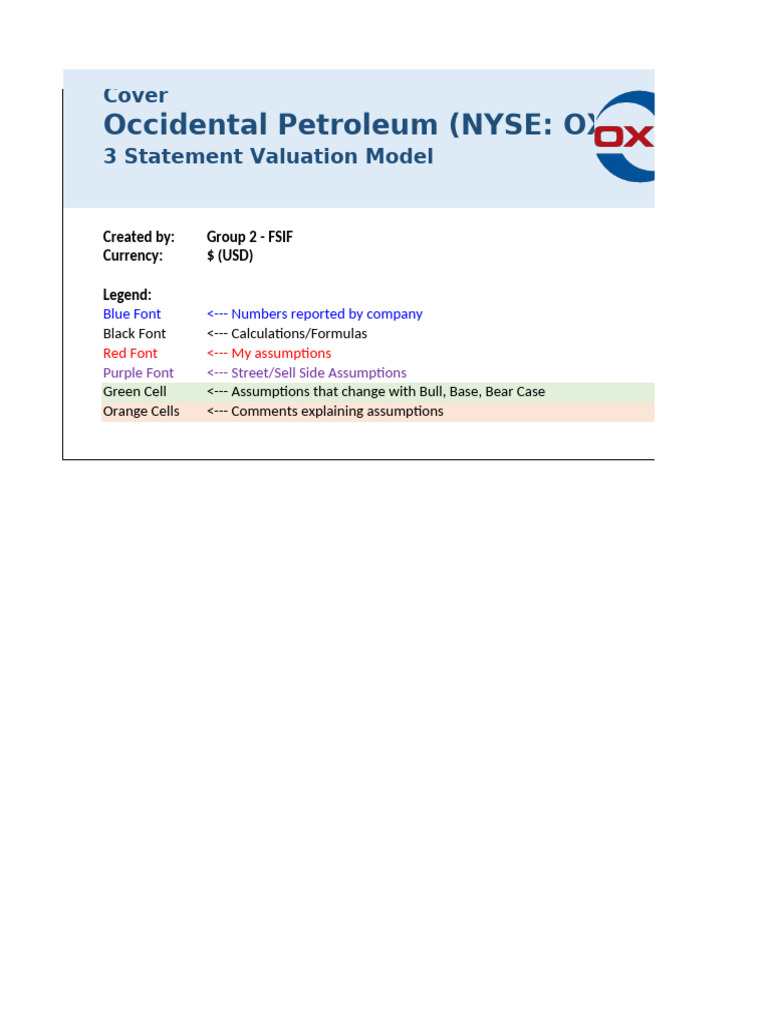 OXY Valuation Model | PDF | Equity (Finance) | Book Value