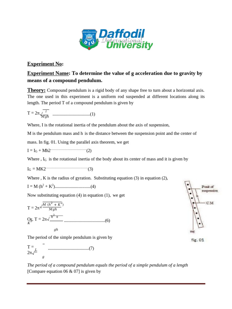 Experiment 6 Acceleration g (1) | PDF | Mechanics | Physics