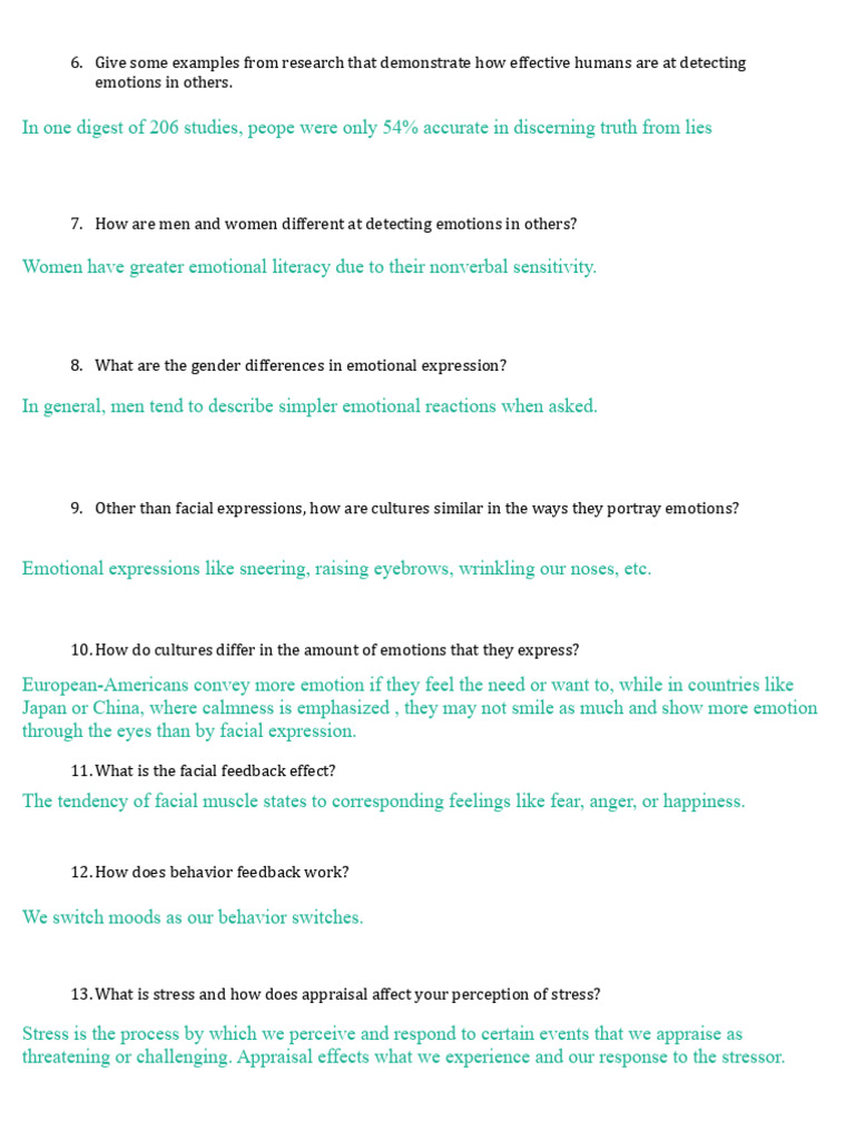 MotivationandEmotionsGuidedNotes--7 & 8 | PDF | Stress (Biology) | Emotions