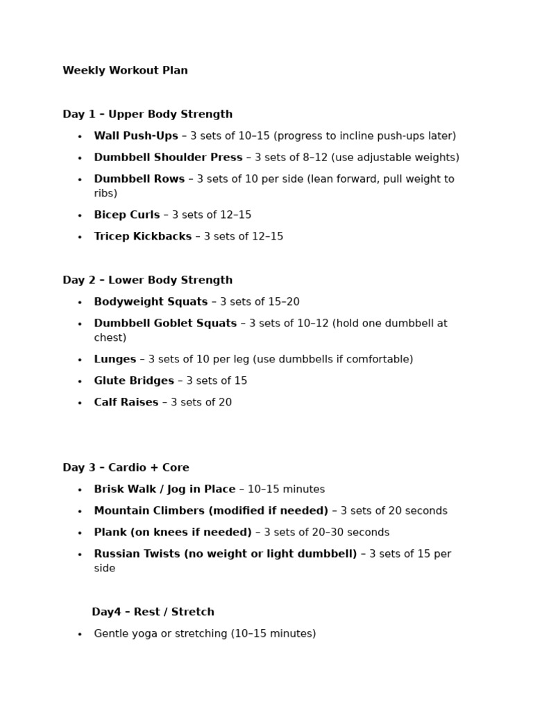 Weekly Workout Plan | PDF