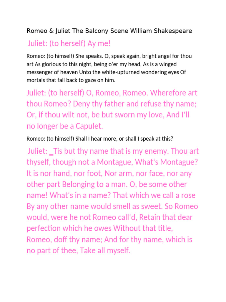 Romeo and Juliet Balcony Scene Analysis | PDF | Characters In Romeo And ...