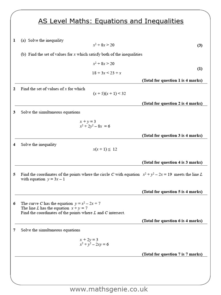 Equations and Inequalities | PDF | Inequality (Mathematics) | Equations